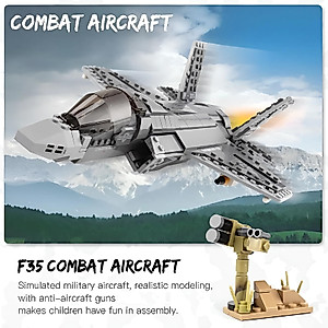 MEOA 646 Pcs F-35B Lightning II Plane Building Toys WW2 Fighter Jet F35 Model Kits Military Airplane Building Blocks Set Bricks Toy Gifts for Kids and Adults