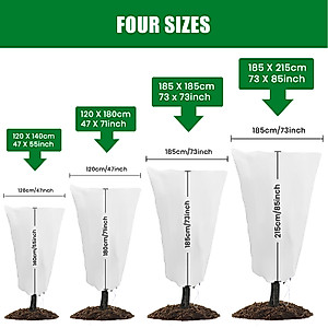 Plant Covers Freeze Protection 47" x 71" Large Tree Covers Frost Protection Blankets Reusable Plant Protector Drawstring Bags Anti-Freeze Shrub Cloth Blanket for Winter Cold Weather Outdoor w/Zipper