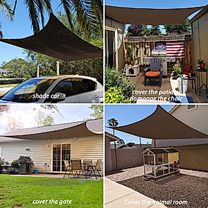 Patio Sun Shade Sail Canopy, 8' x 16' Edge Double-Layer Reinforcement Rectangle Shade Cloth Block Sunshade Fabric - Outdoor Cover Awning Shelter for Pergola Backyard Garden Yard (Brown Color)