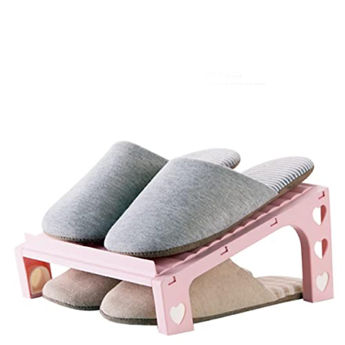 STOBAZA Heel Shoes Double-Layer Slots Bracket Home Footwear Adjustable Space Household Holder Stand Entryway Plastic Liftable Simple Kids Organizing Storage Sneakers Organizer High Saving