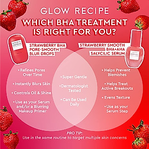 Glow Recipe Strawberry BHA Pore-Smooth Blur Drops - Silicone-Free, Oil-Free - BHA Primer Face Makeup Pore Minimizer - Antioxidant Face Serum for Women - Pore Reducer for Hydrating, Glowing Skin (30ml)