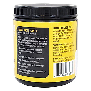 Mushroom Matrix Canine Organic Mushroom Powder Joint and Hip Function Supplement for Dogs & Cats, USA Grown, Joint Health and Hip Function, 200 Grams (Packaging May Vary)