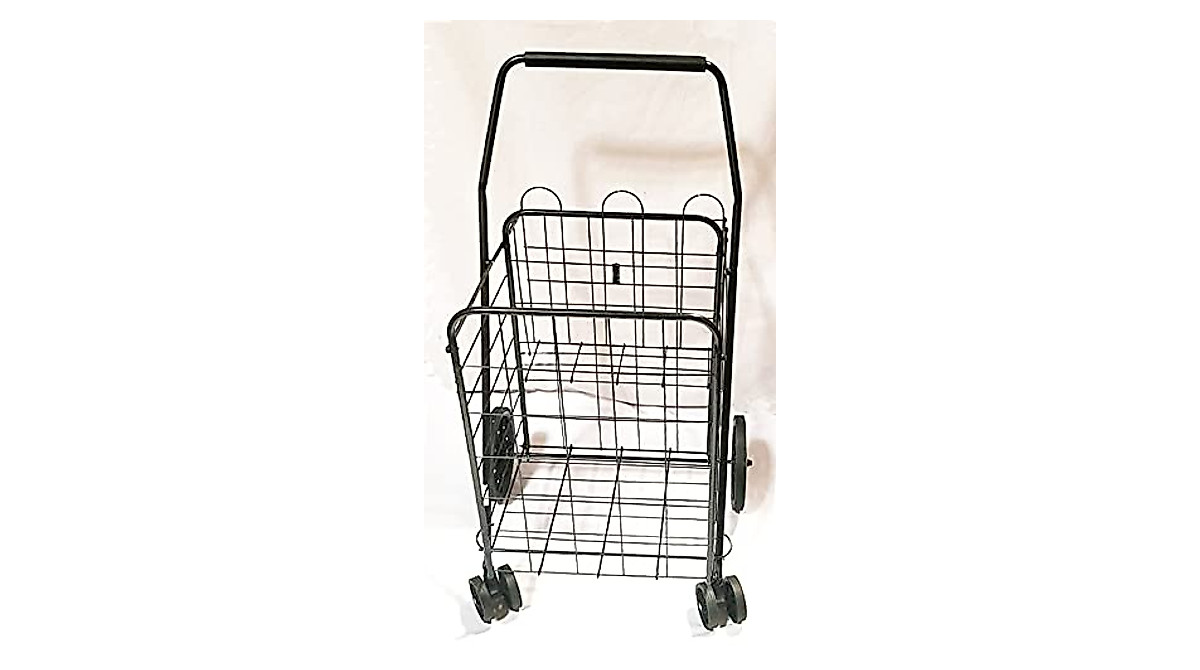 PrimeTrendz Jumbo Shopping Cart - Double Basket & Swivel Wheels