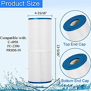 HANXER PRB50-IN Spa Filter Cartridge Replaces for C-4950, 413-212-02, Filbur FC-2390, 03FIL1600, 17-2380, J200 Series, SD-00201, SD-00455, Darlly 40506, 50 Sq.Ft Hot Tub Filter, 1 Pack