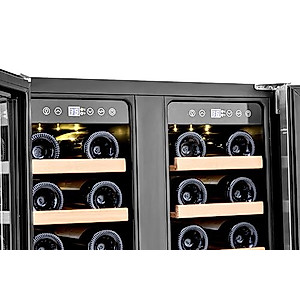 Honeywell 36 Bottle Dual Zone Compressor Wine Cooler Refrigerator, Large Freestanding Wine Cellar For Red, White, Champagne or Sparkling Wine, Digital Temperature Control, Stainless Steel