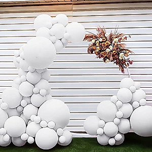White Balloons - Double Stuffed Balloon 18inch 12inch 10inch 5inch 61pcs White Balloons Garland for Wedding Baby Shower Gender Reveal Birthday Decorations…