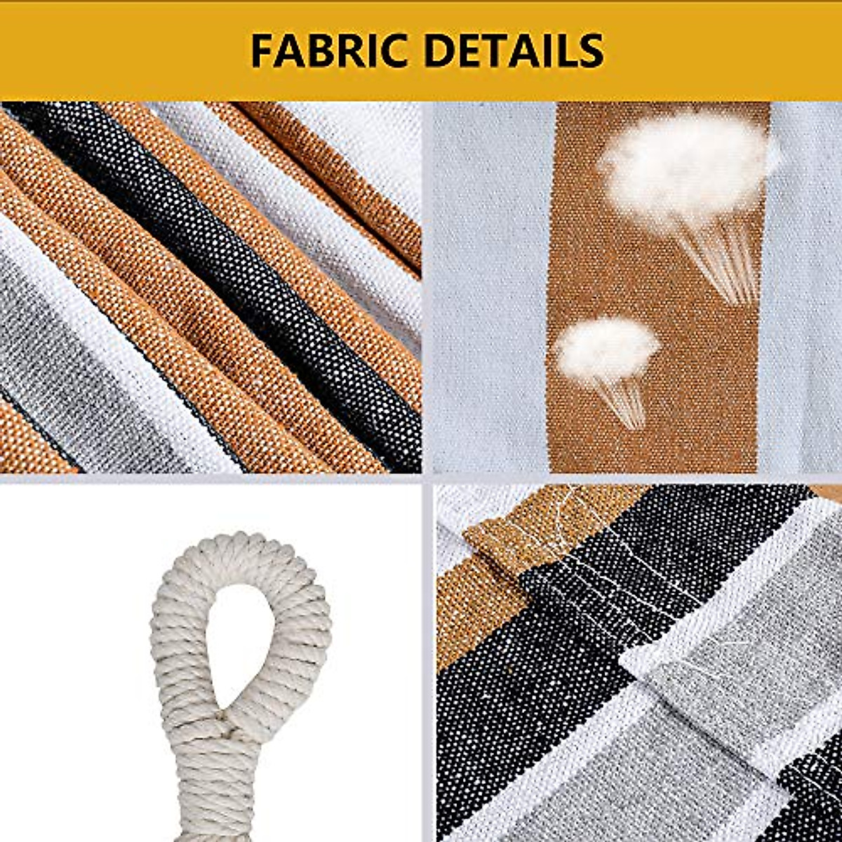 ROOITY Double Hammock Brazilian Hammocks with Portable Carrying Bag,Soft Woven Fabric, Up to 450 Lbs Hanging for Patio,Trees,Garden,Backyard,Porch,Outdoor and Indoor XXX-Large Brown&Grey Stripe