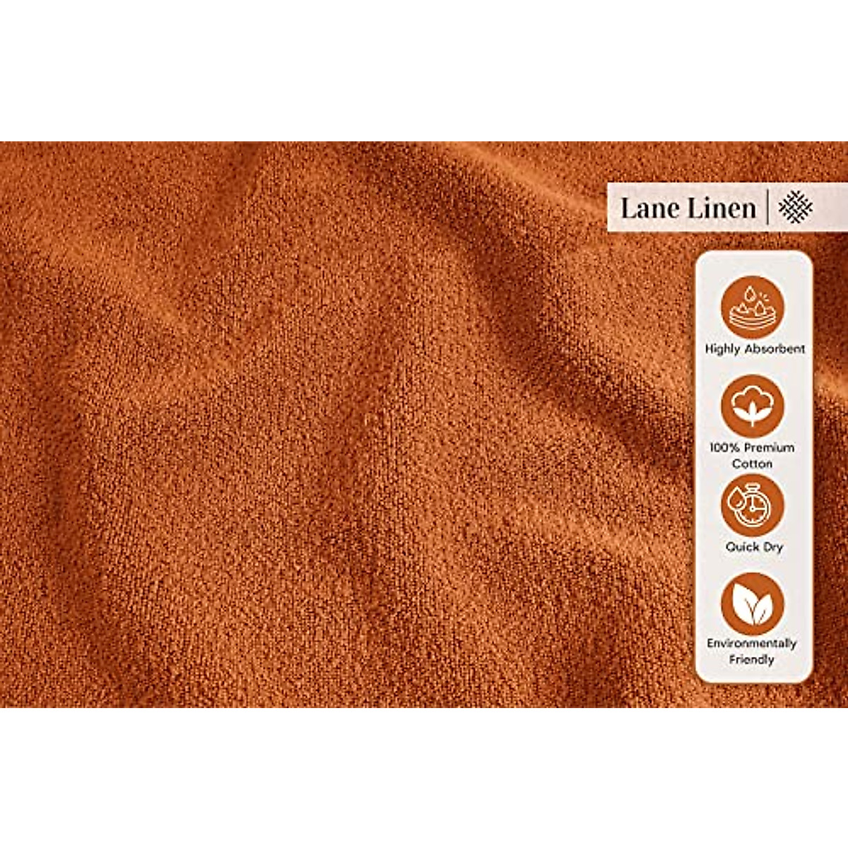 LANE LINEN 100% Cotton Bath Towels Set of 10, 2 Large Bathroom Towels, 4 Soft Hand Towels for Bathroom, 4 Wash Towels, Large Gym Shower Towels Hotel Quality, Absorbent Towels Quick Dry - Tiger Lily