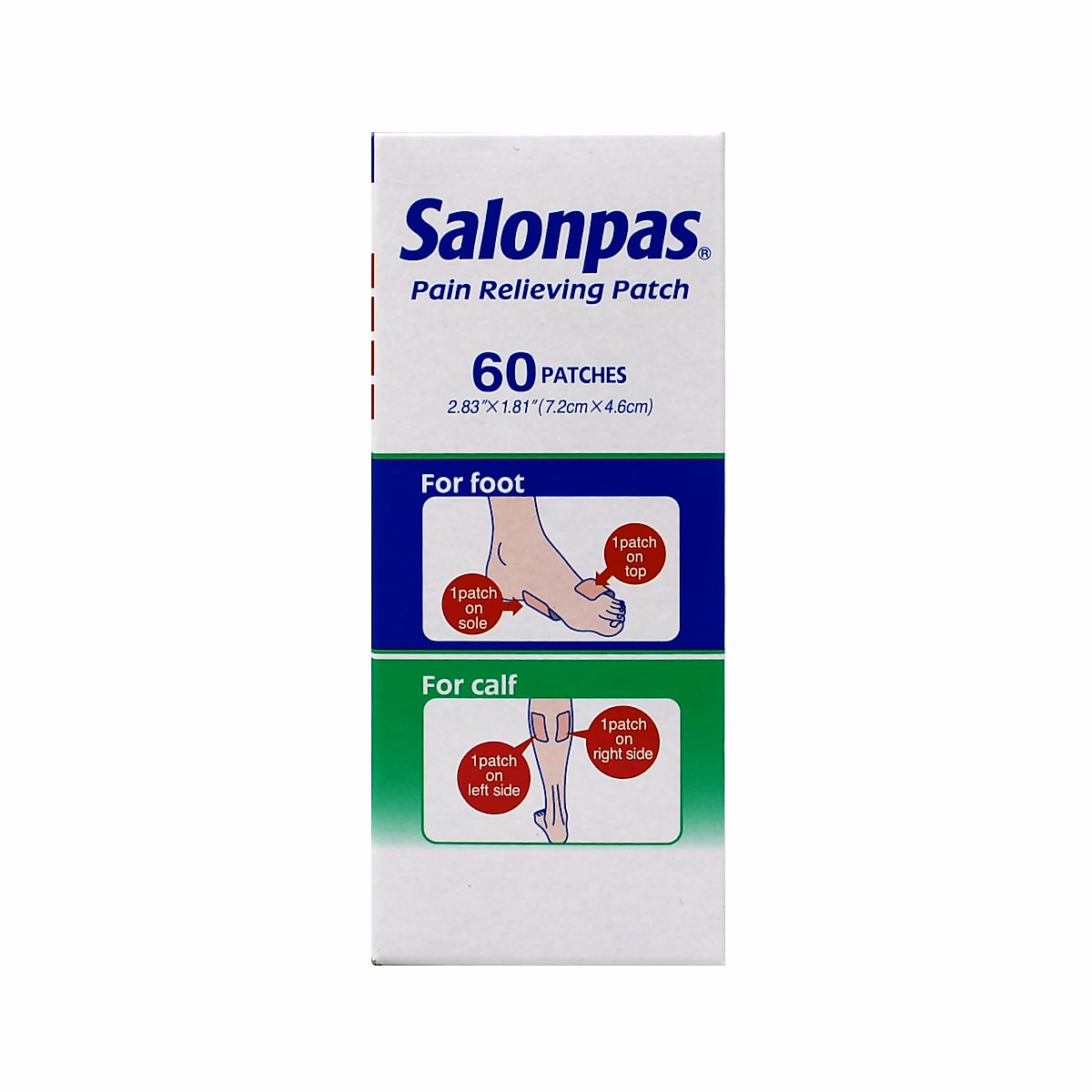 Salonpas Pain Relieving Patch, Extra Strength Topical Analgesic, 60 ct (Pack of 2)