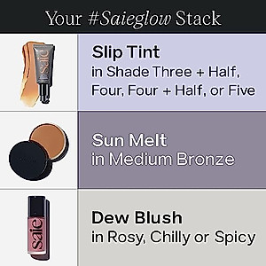 Saie Sun Melt Bronzer - Buildable Cream-Balm Bronzer For Face Sculpting - Cream Contour with Velvet Finish - Medium Bronze (1 oz)