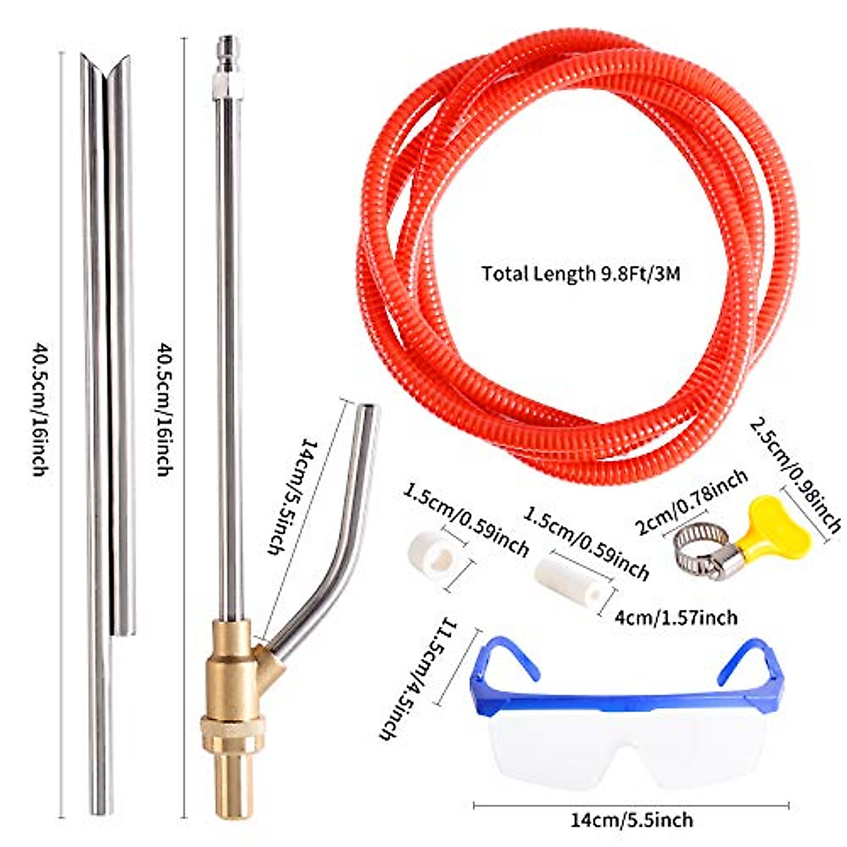 Rdutuok Pressure Washer Sandblasting Kit,Sand Blaster for Pressure Washer with Replacement Nozzle Tips,Protect Glasses,1/4 Inch Quick Disconnect 5000 PSI for Abrasive Cleaning