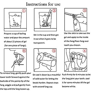 Gustum 3 Different Vampire Fangs Teeth with 1 Tube Teeth Pellets Adhesive, 3 pairs Fairy Pixie Elf Ears, Halloween Horror Party Cosplay Costumes Accessory Prop Decoration