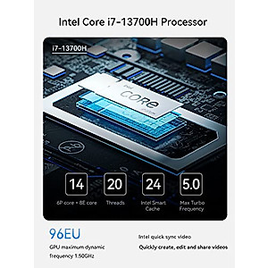 MINISFORUM NPB7 Mini PC 13th Gen Core i7-13700H(14C/20T) Mini Computer 32GB RAM+1TB SSD, Expandable HDD, HDMI×2+USB4×2 8K@60Hz Outputs, Intel Iris Xe Graphics Eligible Desktop Computer