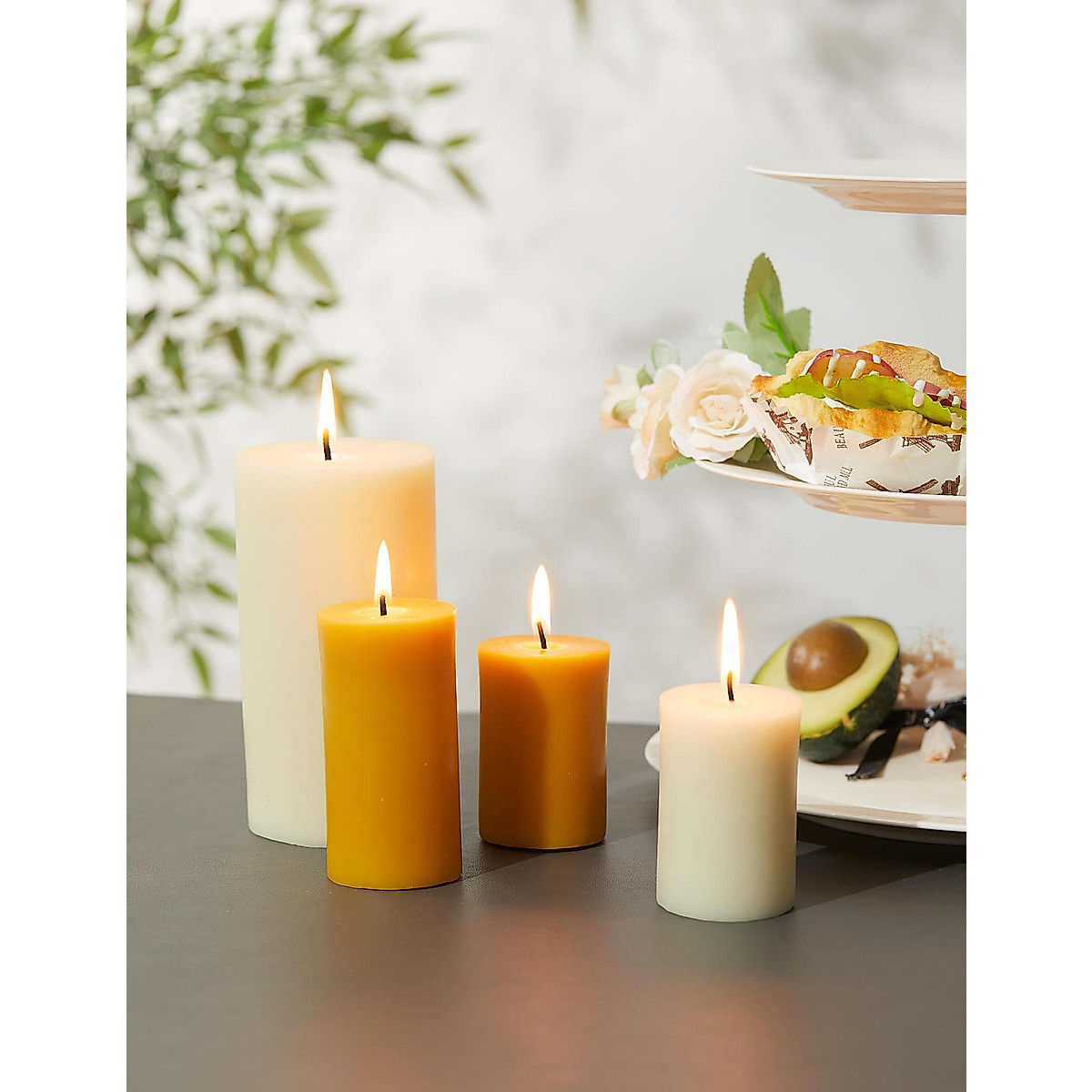 olorvela Beeswax Pillar Candles Set of 2 - Beeswax Candles Clearance Bees Wax Candles for Home Pillar Candles 3x6 inch 100% Pure Wax Candles