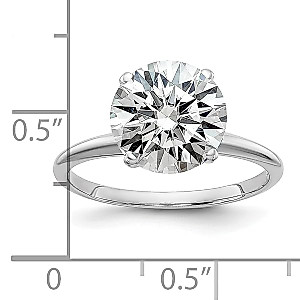 IceCarats 14K White Gold 3ct. Round Moissanite Solitaire Engagement Ring size 7