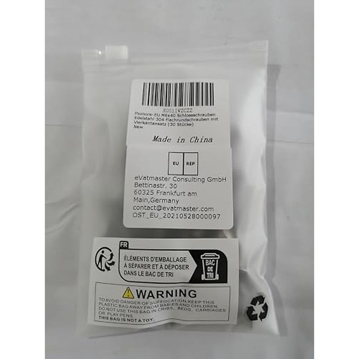 M6x40 Carriage Bolts 304 Stainless Steel Square Bolts (Pack of 30)