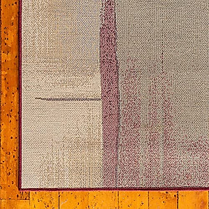 Unique Loom Barista Collection Modern, Abstract, Urban, Distressed, Rustic, Warm Colors Area Rug, 5 ft x 8 ft, Multi/Olive