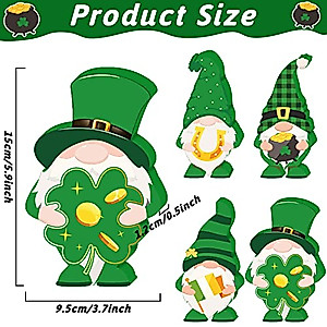 4 Pieces St. Patrick's Day Table Sign Lucky Gnome Wooden Tabletop Decoration Happy St Patricks Day Wood Decor Irish Tiered Tray Décor for St. Patrick's Day Party Table Ornaments