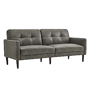 CHITA Mid-Century Sofas 73.2''W Faux Leather 3 Seat Sofa Couch Sets for Living Room Apartment, Grey
