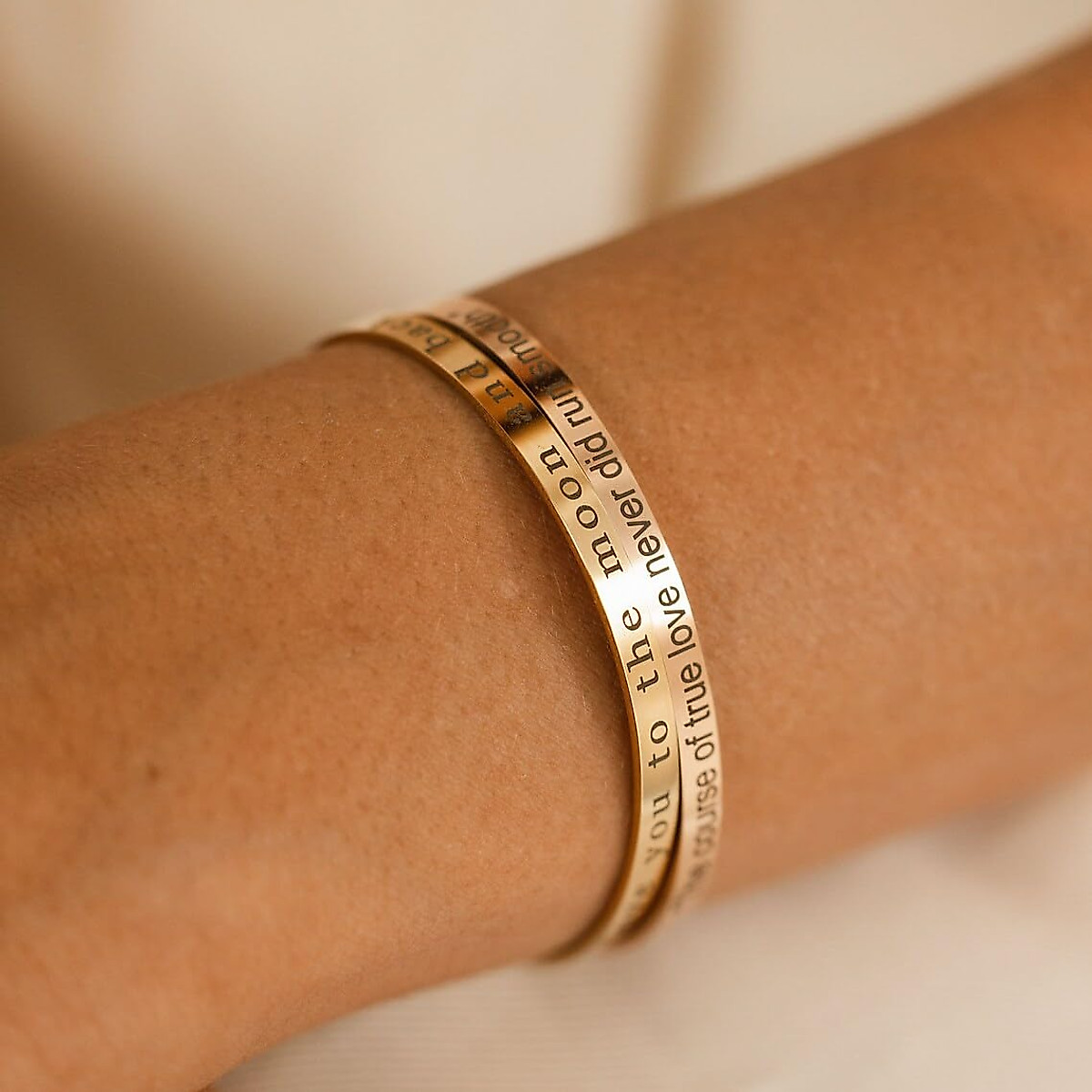 Petite Boutique Personalized Bangle Bracelet - Slim Layered Bracelet, a Thoughtful and Stylish Gift -Custom Engraving