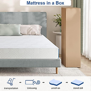 TMEOSK Queen Mattress, 12 inch Gel Memory Foam Green Tea Infused Mattress for a Cool Sleep & Pressure Relief, Tight Top Mattress, Medium Firm Feel with Motion Isolating, CertiPUR-US Certified(Queen)
