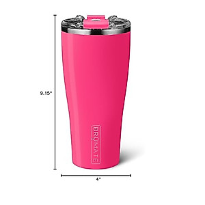 BrüMate Nav XL 32oz 100% Leak Proof Insulated Travel Tumbler with Magnetic BevLock™ Lid - Double Wall Cup-Holder Friendly Stainless Steel Mug (Neon Pink)