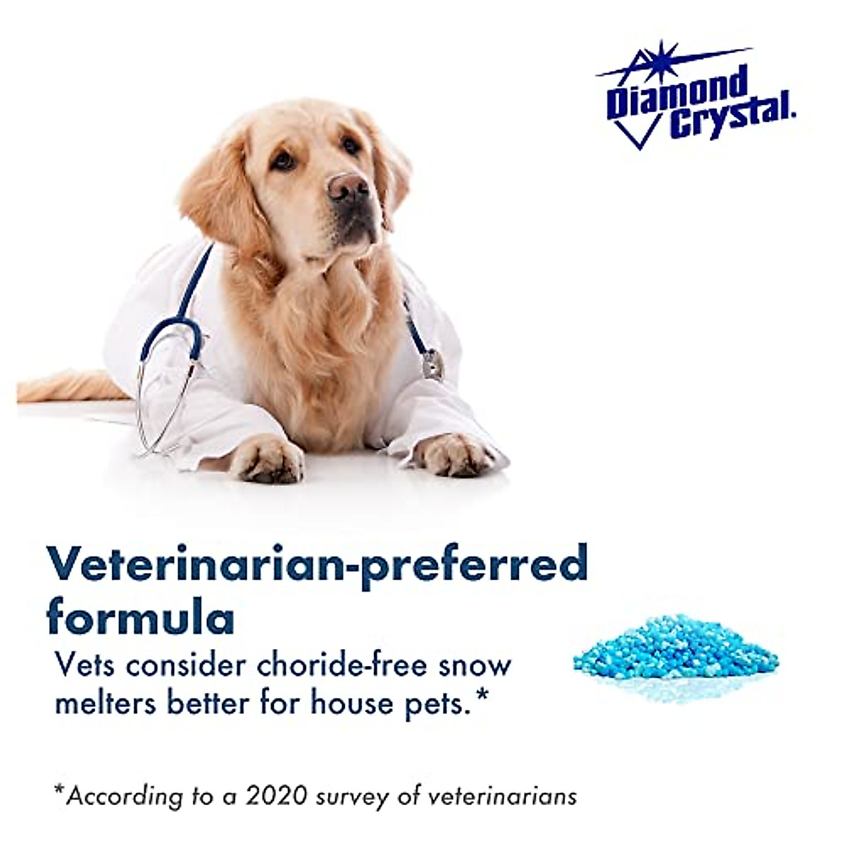 Diamond Crystal SNO-Paws Snow and Ice Melter - Calcium Chloride & Salt-Free Pet Safe Ice Melter with Blue Tint - Melts Ice Down to 5 Degrees