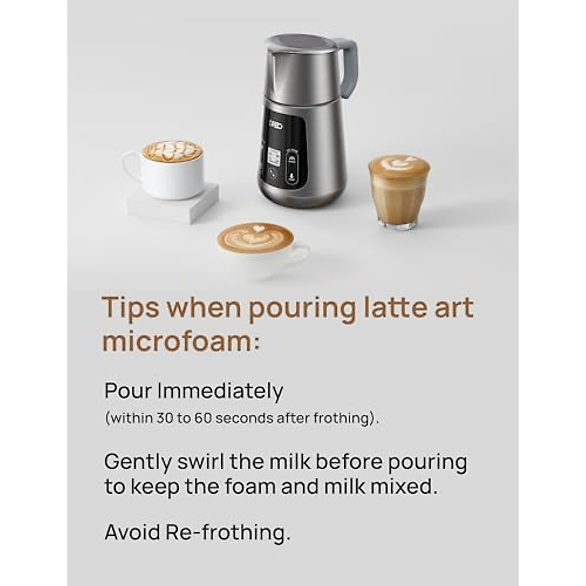 Dreo All-in-1 Milk Frother, Automatic Foam Maker for Latte Art-level Microfoam and Hot/Cold Coffee, 27oz/800ml Electric Milk Warmer with 30+ Drinks, Dishwasher Safe, Dairy/Plant-Based Milk, Star Light