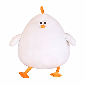 Funny Fat Chicken Plush Pillow 17.7" Cute Plush Chicken Pillow Super Soft Simulation Mother Hen Doll Chicken Plush Neck Pillow Chicken Stuffed Animal forKids' Plush Toy Pillows Festival Gifts (White)