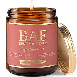 BAE Best Aunt Ever - 9oz Soy Candle Gift ; The Cool Aunt Candle Thank You Present for Aunt, Best Aunt Mothers Day Gifts for Aunt from Nephew, Best Auntie Gifts from Niece for Birthday, Christmas