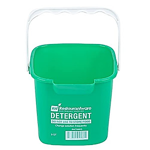 Restaurantware RW Clean 3 Quart Cleaning Bucket 1 Detergent Square Bucket - with Measurements Built-in Spout and Handle Green Plastic Utility Bucket for Home Or Commercial Use (Pack of 2)