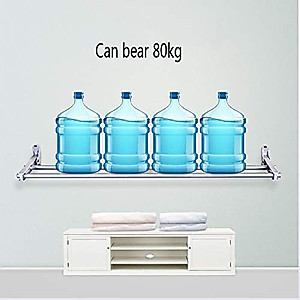 LXLTL Clothes Airer, Folding Clothes Pole Outdoor Push and Pull Drying Racks Punch Bathroom Clothes Drying Racks,3 Tracks,100cm