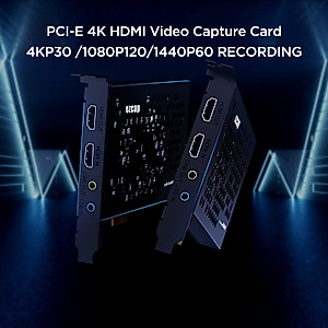 MYPIN Game Capture Card, HDMI PCI-E 4K 30fps Record & Live Stream from Gaming Systems, Camcorders, DSLRs,Support Zero Delay HDMI Loop-Out