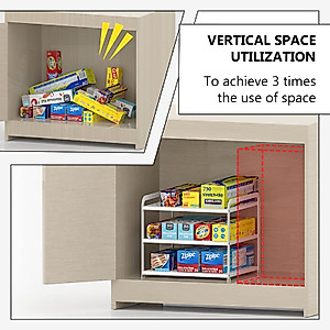 Decostatue Kitchen Cabinet Organizers and Storage Rack- Adjustable Foil and Plastic Wrap Organizer Rack - Sturdy Pantry Organization and Storage for Plastic Bag, Wrap, Foil, Parchment, Snack and Box