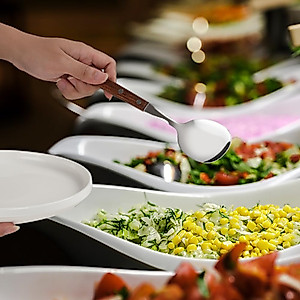 4-Piece Serving Spoons Set - Includes 2 Serving Spoons and 2 Slotted Spoons, 18/8(304) Stainless Steel Buffet Serving Utensils,Stainless Steel Wooden Serving Utensil