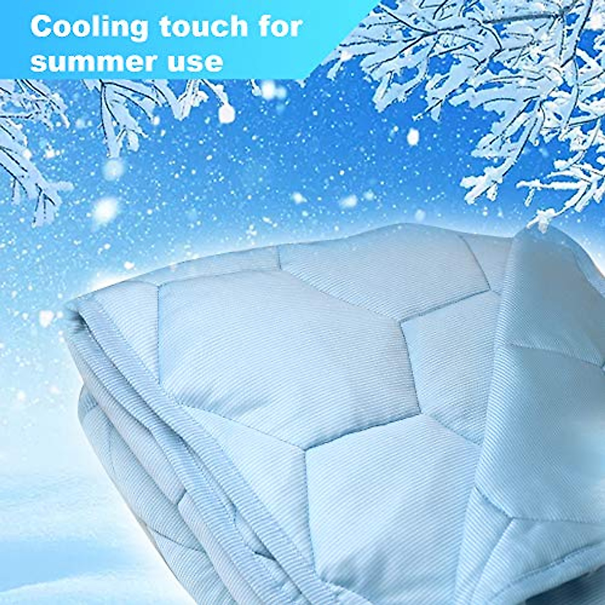 ACOMOPACK Weighted Blanket (48"x78" 15lbs, Blue) Silky Weighted Blanket Heavy Blanket Premium Material with Glass Beads