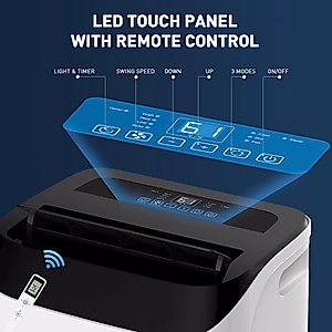 14,000 BTU Portable Air Conditioner Cools Up to 700 Sq.Ft, 3-IN-1 Quiet Portable AC Unit with Remote Control & Installation Kits for Large Room, Campervan, Office, Temporary Space