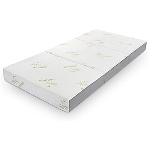 Inofia Folding Mattress, Memory Foam Tri-fold Mattress with Ultra Soft Bamboo Cover, Non-Slip Bottom & Breathable Mesh Sides - Twin 4-Inch, Mattress Topper