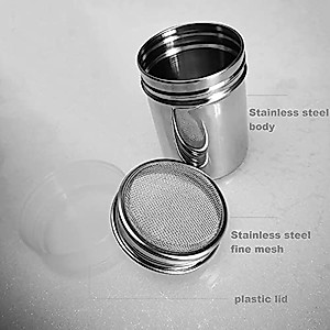 1 Pack Shaker Sifter Dispenser Duster Container Stainless Steel For Cinnamon Flour Powdered Sugar baking soda Cocoa Cornstarch ect. (Model-1)