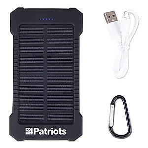 4Patriots Patriot Power Cell: Portable Solar Power Bank, Rechargeable External Battery 2 USB Ports, 8,000 mAh Lithium Polymer Battery, LED Flashlight, Great for Hiking or Emergencies