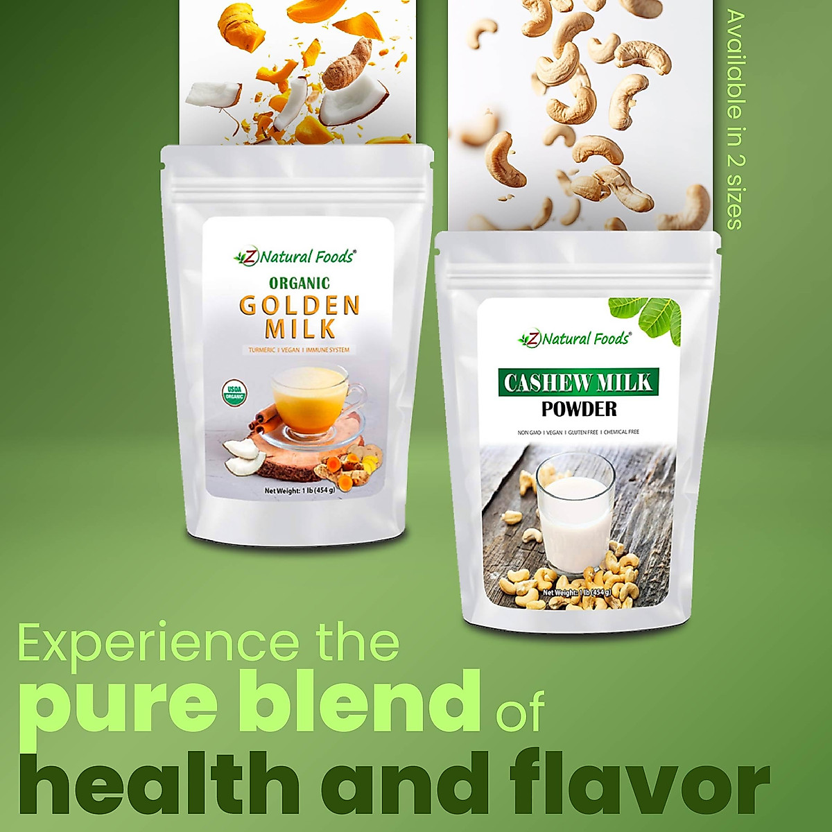 Z Natural Foods Cashew Milk Powder, Cashew Milk for Healthy Heart, Bones, and Skin, Ideal for Tea, Smoothies, and Recipes, High in Fiber, Non-GMO, Vegan, Gluten-Free, Kosher, 1 lb.