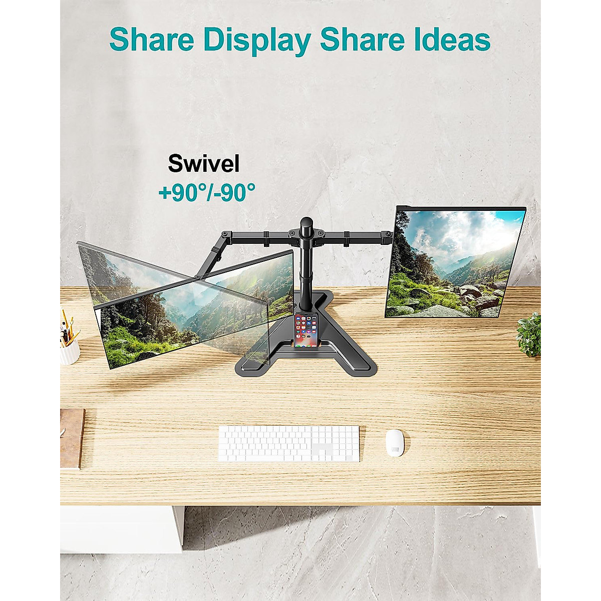 MOUNT PRO Dual Monitor Stand - Free Standing Full Motion Monitor Desk Mount Fits 2 Screens up to 27 inches,17.6lbs with Height Adjustable, Swivel, Tilt, Rotation, VESA 75x75 100x100