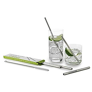 U-Konserve Stainless Steel Straws 8.5" (Set of 2) - Metal Straws - Reusable Drinking Straws - Dishwasher Safe - Eco Friendly, Plastic Free and BPA Free