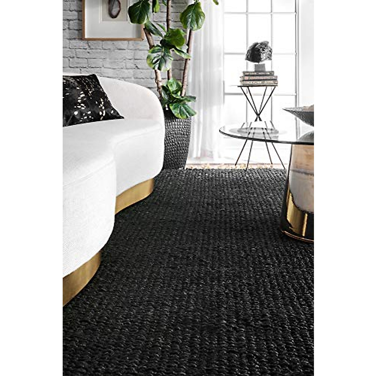 nuLOOM Benavides Tassel Jute Area Rug, 8' x 10', Black
