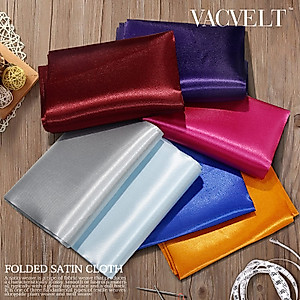 VACVELT Charmeuse Satin Fabric by The Yard, 60 Inch Wide Black Satin Fabric Shiny & Soft Cloth Fabric, Silky Satin Fabric for Bridal Dress, Wedding Decorations, Crafts, Sewing, Draping (1 Yard)