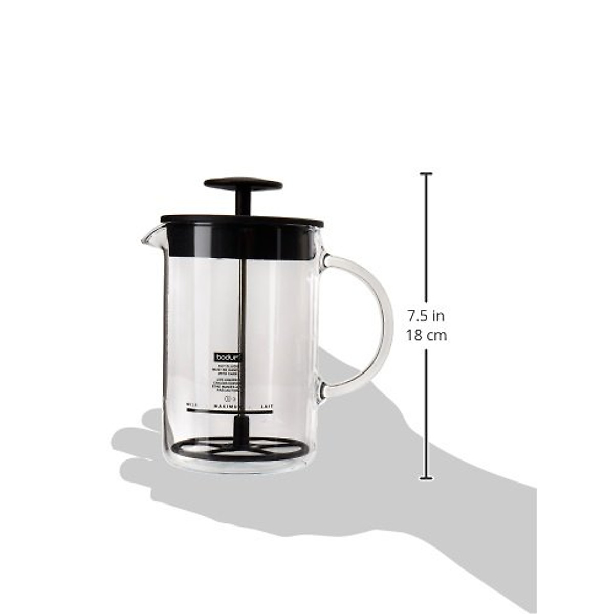 Bodum Latteo Manual Milk Frother, 8 Ounce, Black