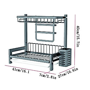 JUNXIAN Dish Rack Dish Drainer Kitchen Dish Rack Storage Shelf 2 Tier Dish Rack Holder Dish Drying Rack Dish Rack Dish Containers