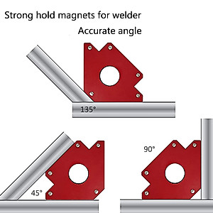 6PC Arrow Welding Magnet, 50LB Strength Magnetic Welding Holder, Welding Magnet Clamps set, 45 90 135 Degree Angle Magnetic Square Tools for Soldering Welding Assembly Pipes Installation