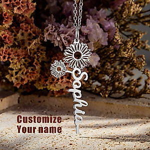 Roseinside Personalized Birth Flower Necklace for women Sterling Silver Custom Dainty Floral Name Pendant Birthday Gift Jewelry