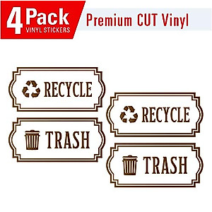 Recycle and Trash Elegant Decal to Organize Trash cans or Garbage containers and Walls - Premium Cut Vinyl Style 2 (XSmall, Copper-R)
